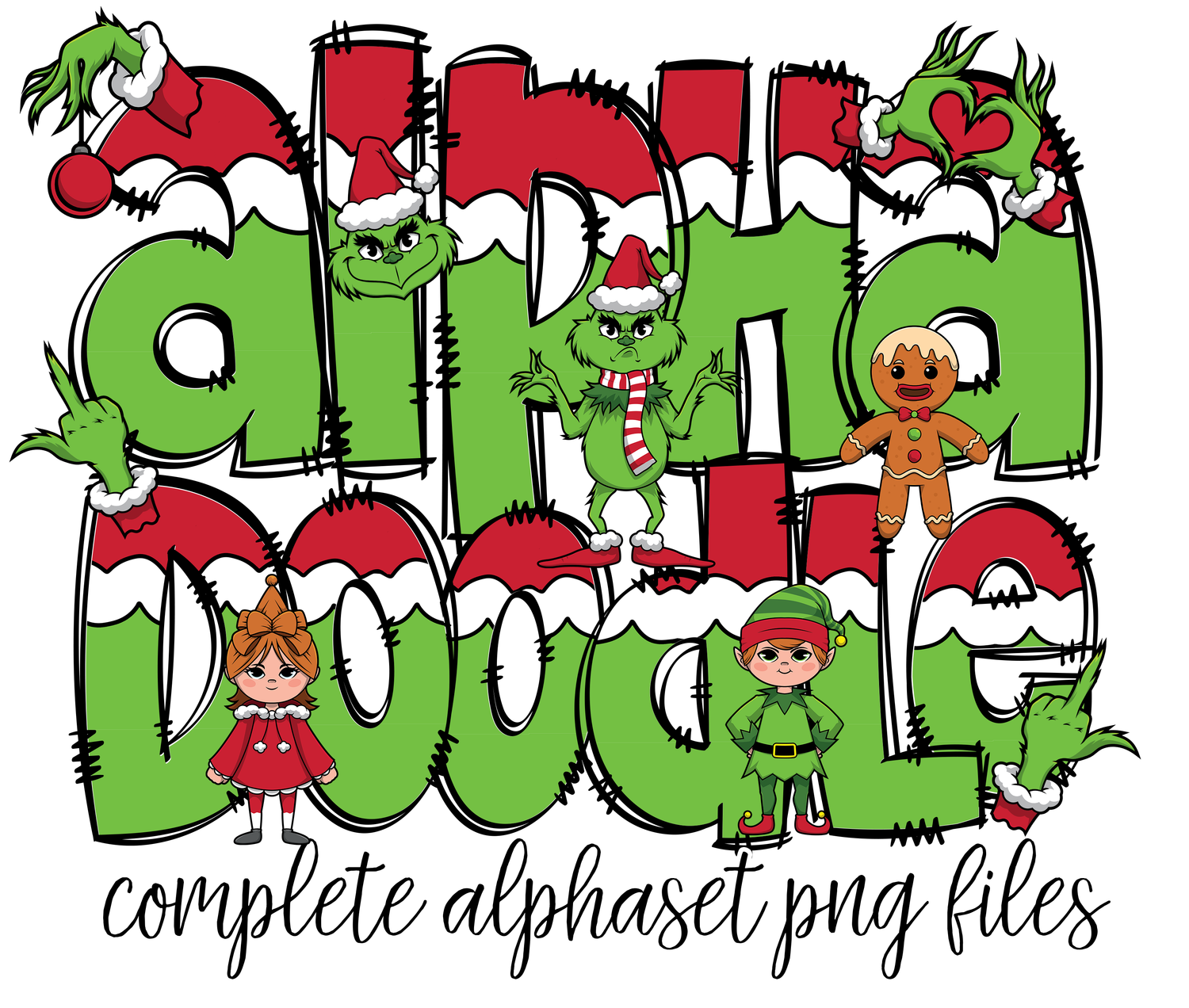 Grinch Doodle Letters & Clip Art – The Doodle Letter Store