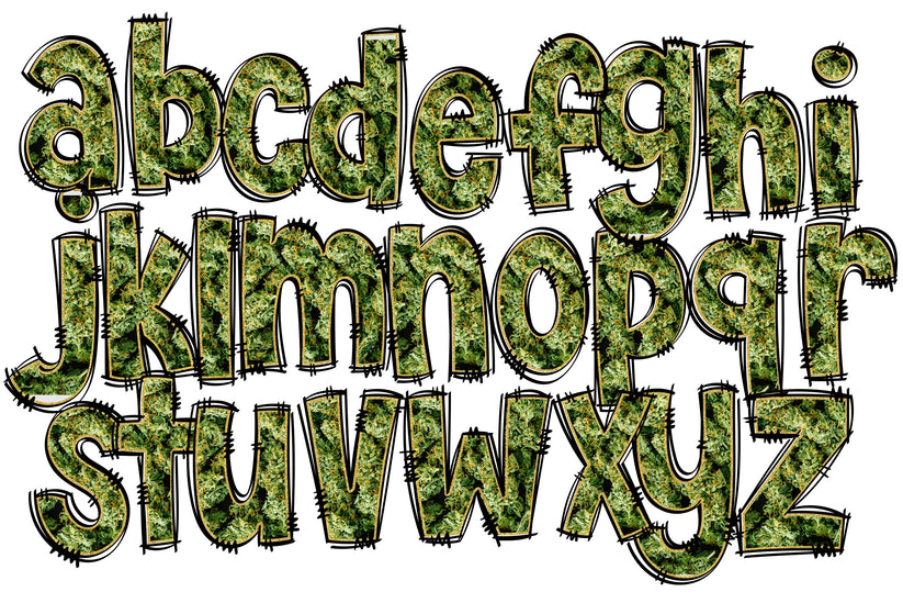 Weed Doodle Letter Entire Hand Drawn Alphabet Set, Marijuana Buds, doo ...